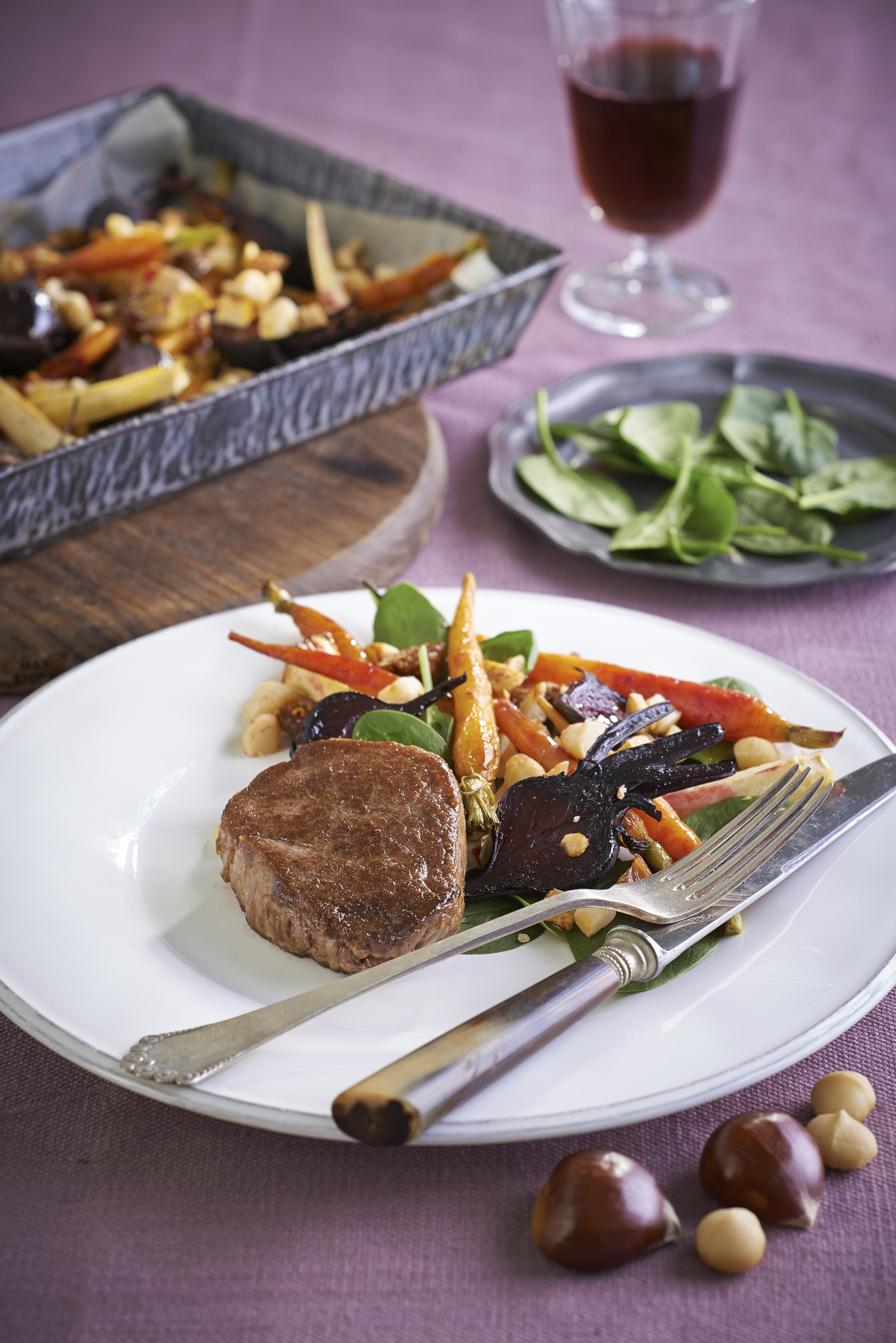 Beef fillet with warm roasted vegetable and nut salad - Nuts for Life ...