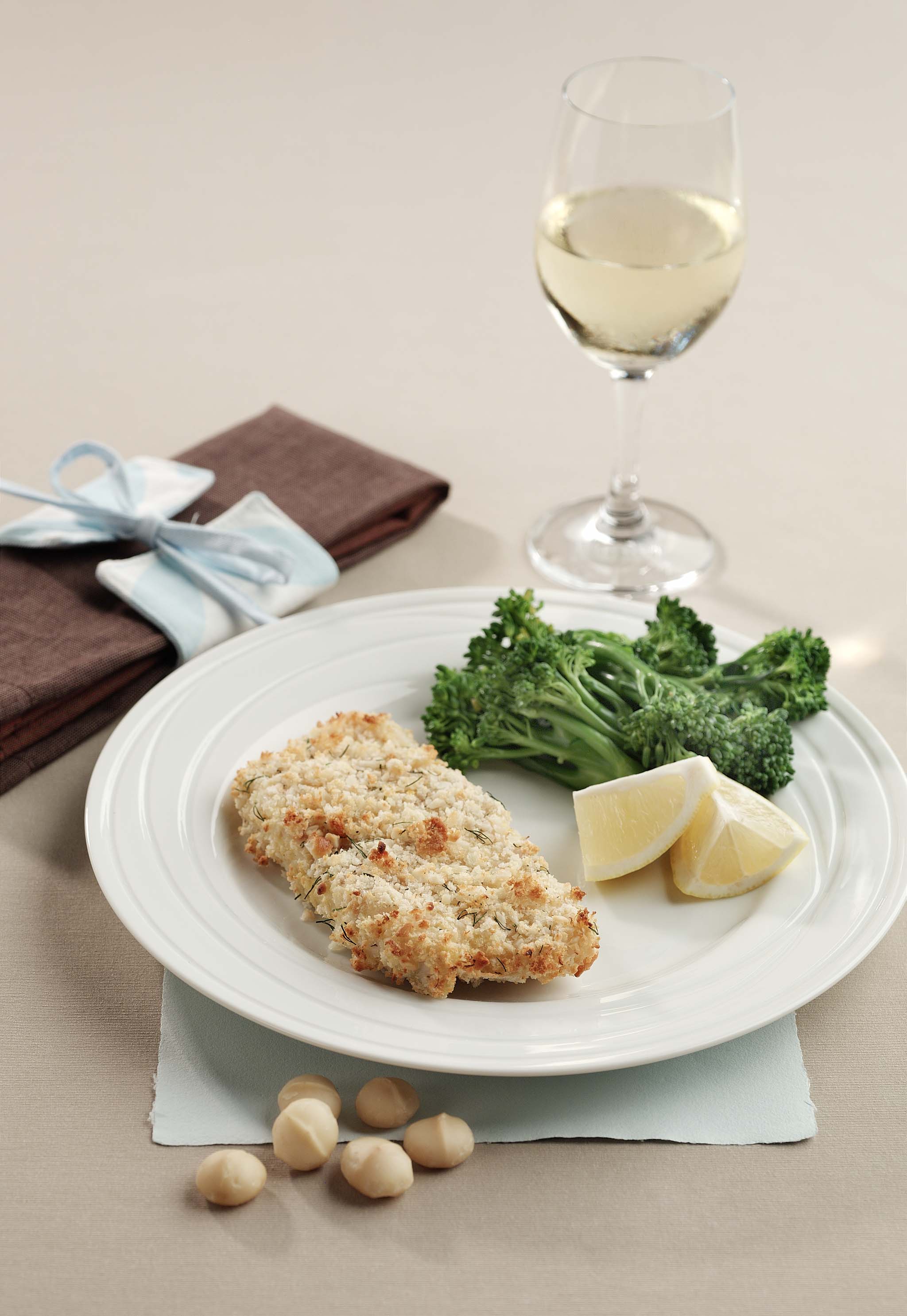 Fish with macadamia and lemon crust