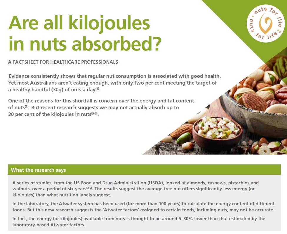 Fact sheet: Are all kilojoules in nuts absorbed? - Nuts for Life ...